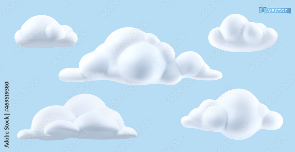 Clouds vector set. 3d realistic render objects Stock Vector | Adobe Stock