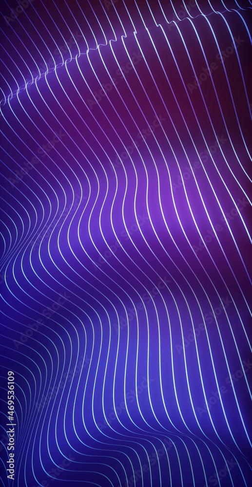 Retro tech background with vertical waves. A 3d rendering backdrop ...