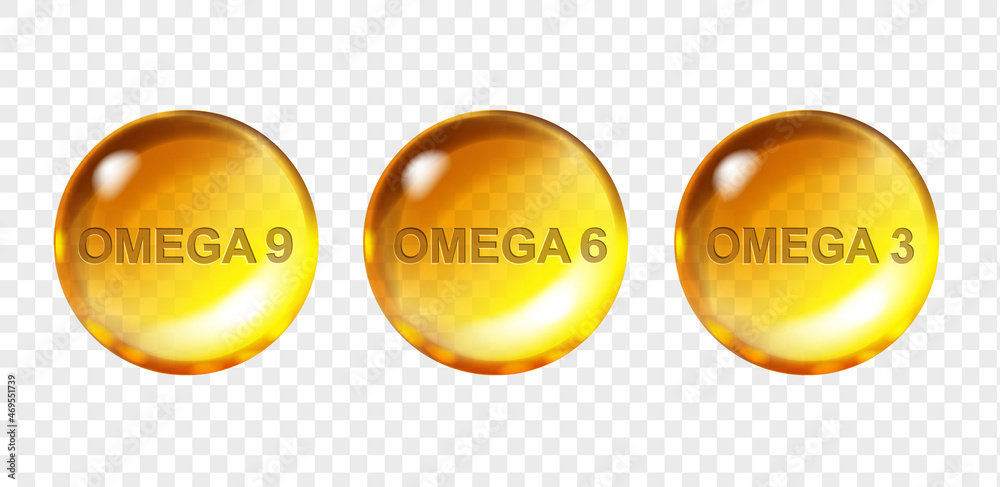 Omega 3 Omega 6 Omega 9 Polyunsaturated acids pill. Fish oil capsules ...