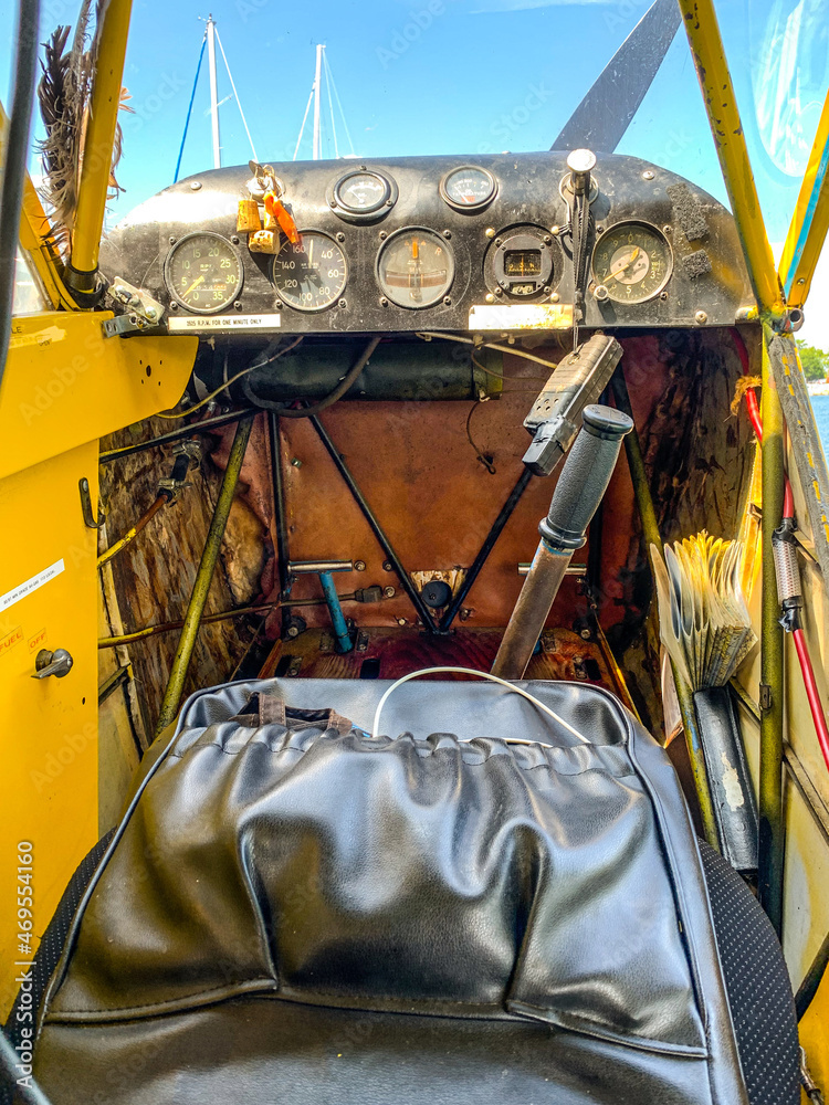 interior of a vintage seaplane cockpit Stock Photo | Adobe Stock