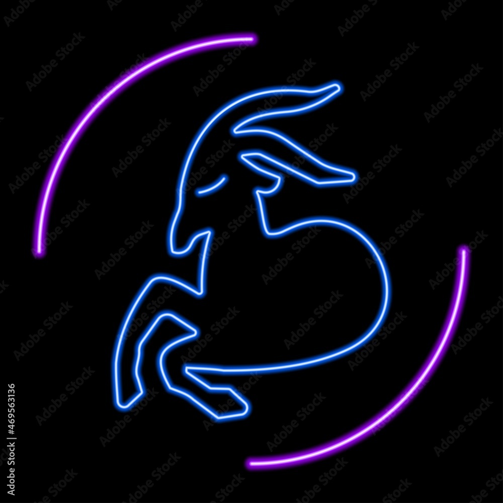 Capricorn zodiac sign neon, modern glowing banner design, colorful ...