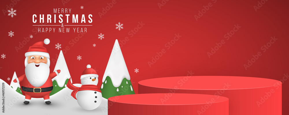 Christmas cartoon 3d scene for display your product. Emotional cartoon ...
