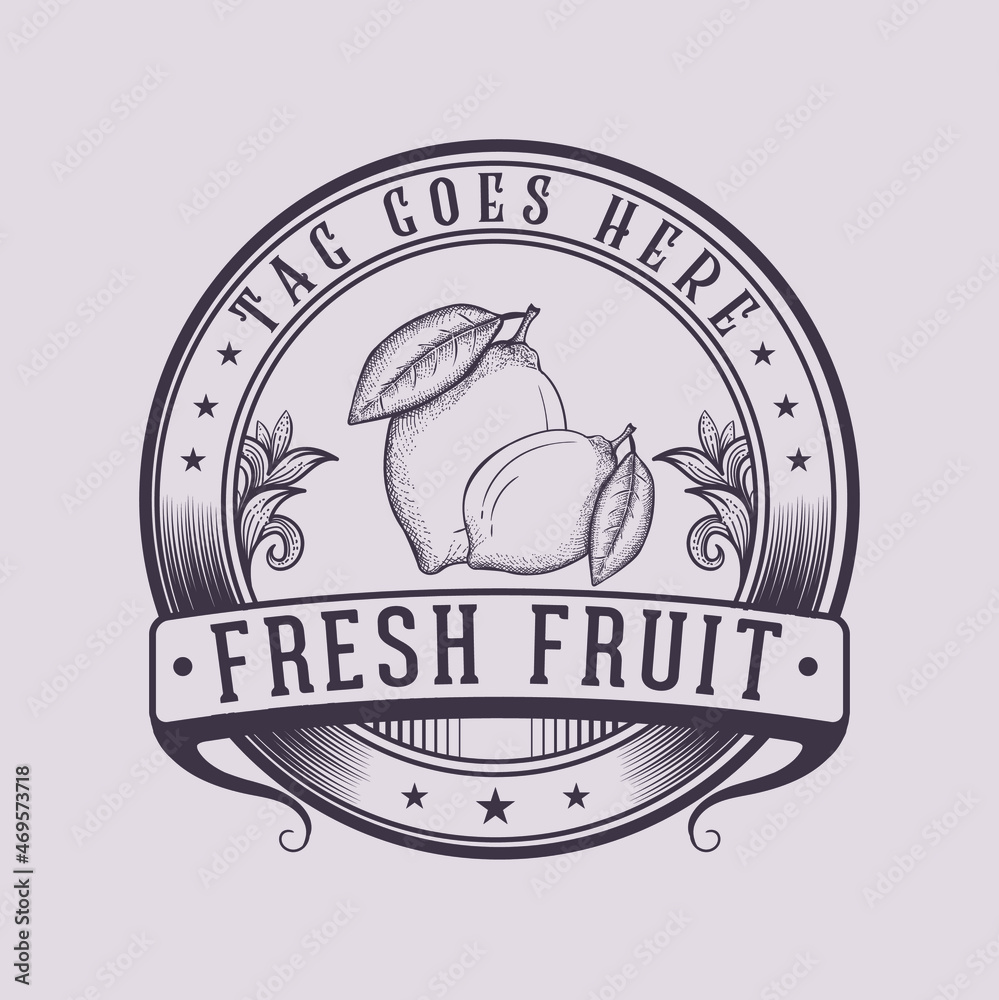 Vintage Lemon Logo. Vintage Lemon Label. Hand Drawing Lemon Label Stamp ...