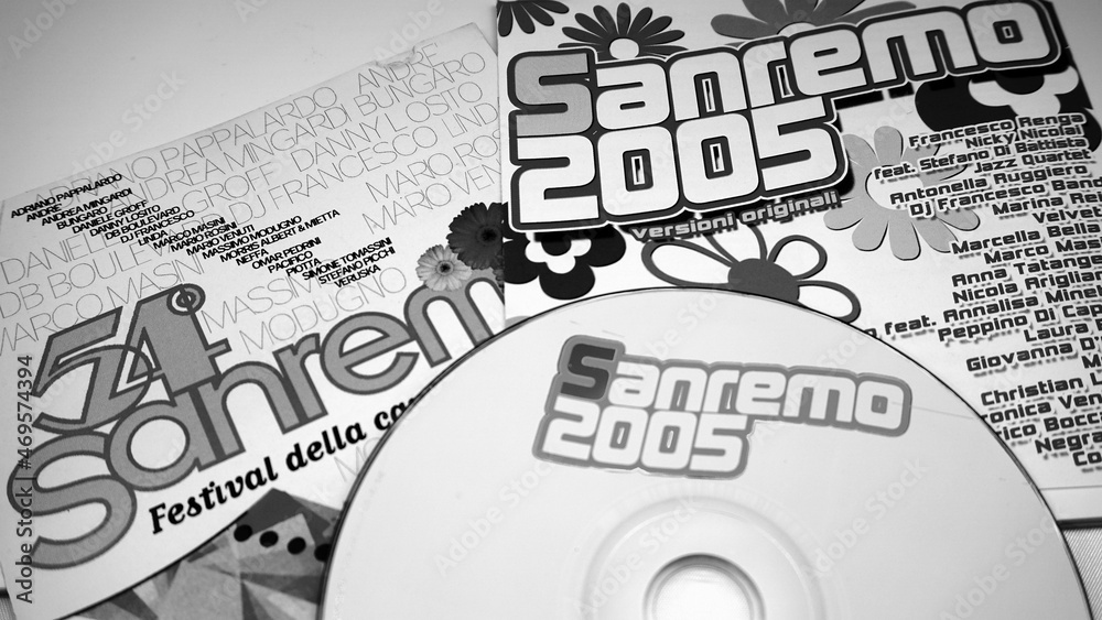 Rome, Italy: 06 February 2019: Collection of CD covers sanremo festival ...