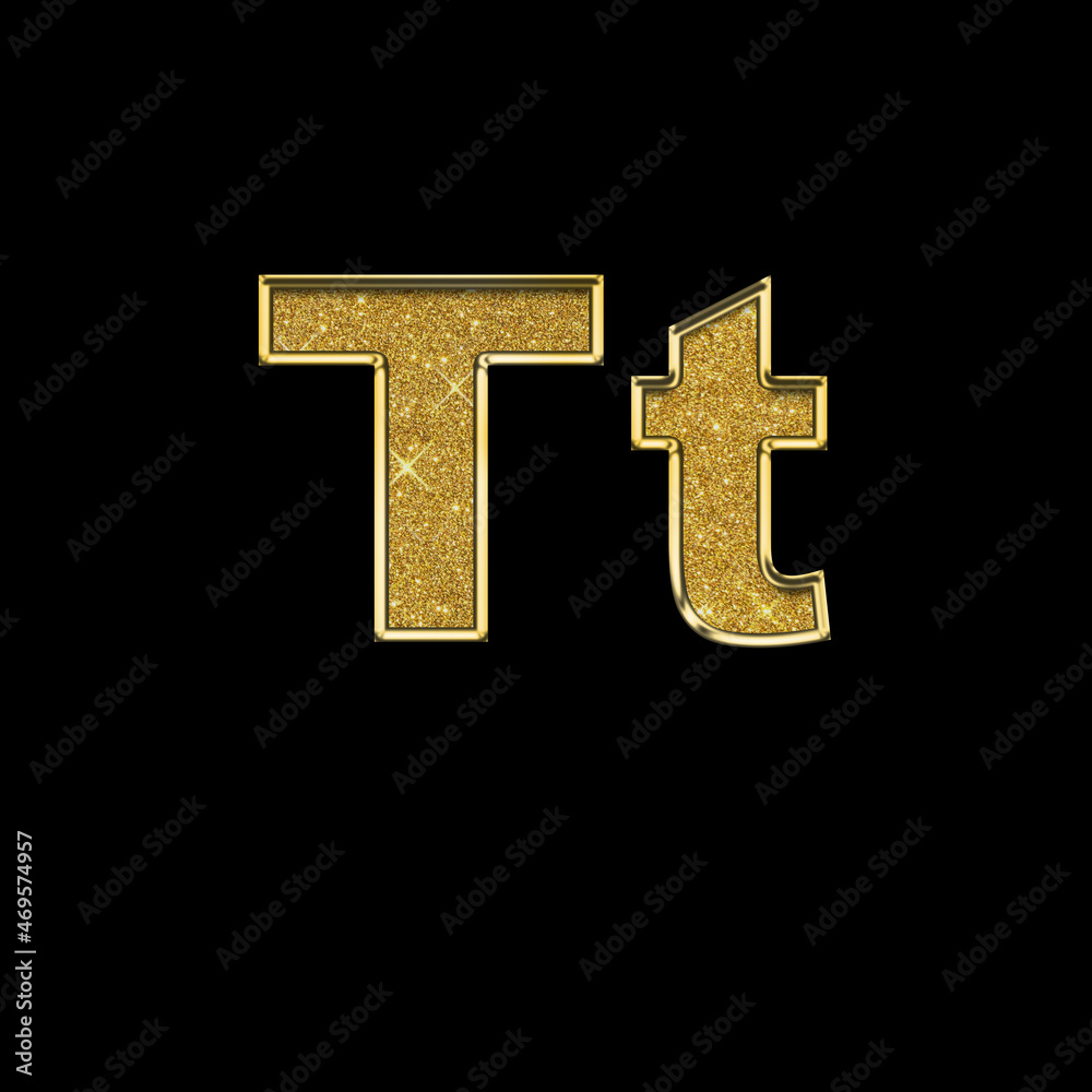 Uppercase and lowercase letters of the alphabet. 3D gold letter on a ...