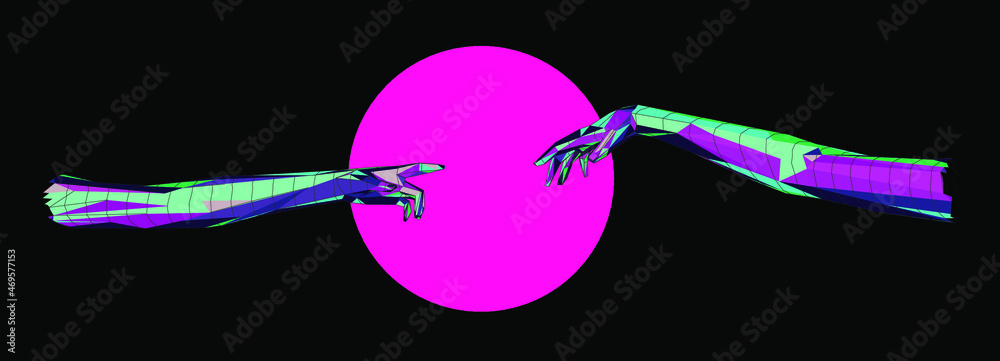 Vector 3D model of hands going to touch together, reminiscent of ...