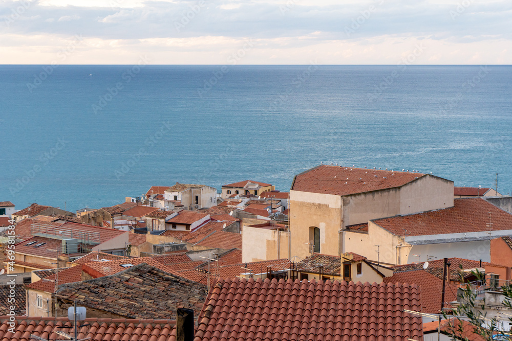 Overlooking Cefalù's Rooftops. An elevated view captures the charming ...