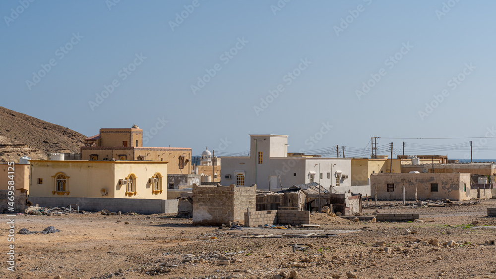 Omani Village. Traditional Omani architecture stands prominently amidst ...