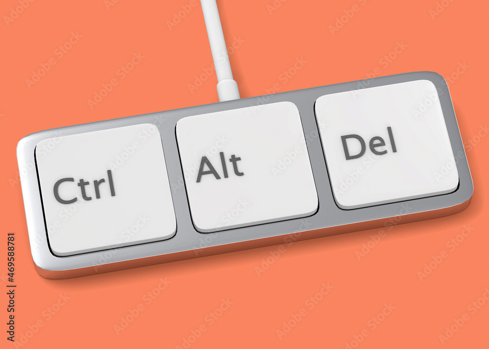 Ctrl Alt Del - Minimal Keyboard concept - 3D Stock Illustration | Adobe ...