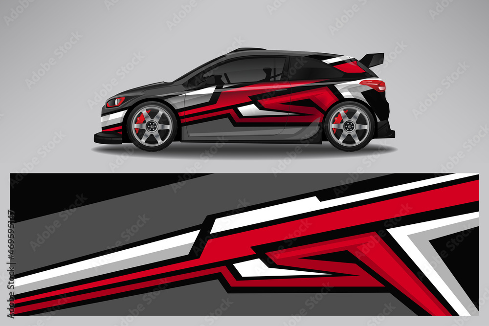 Fototapeta Vintage i Retro Car wrap design race livery vehicle vector ...