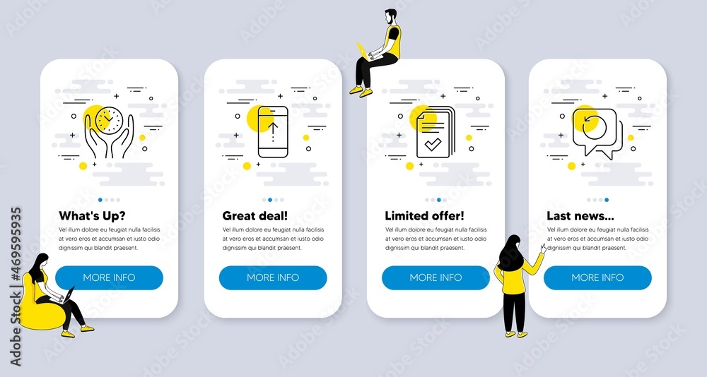 Vetor de Vector Set of Science icons related to Safe time, Swipe up and ...