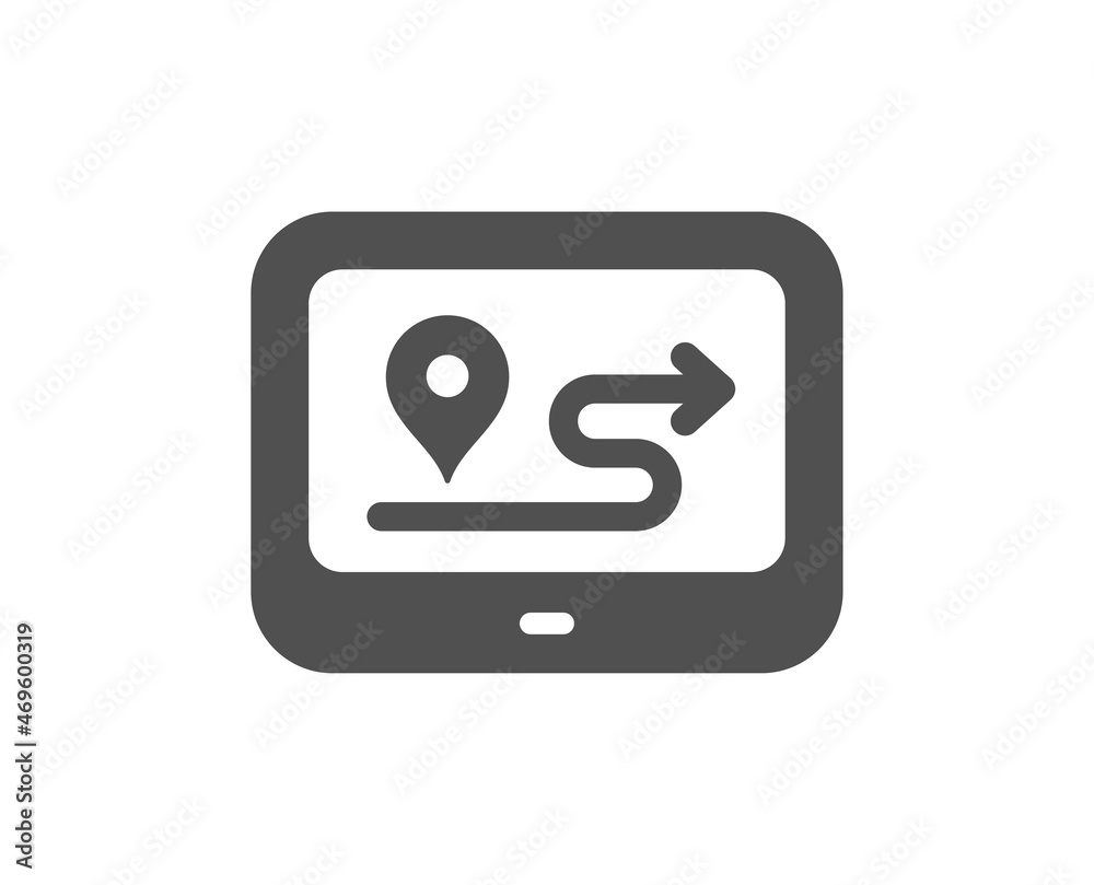 GPS route quality icon. Road path sign. Journey map device symbol ...