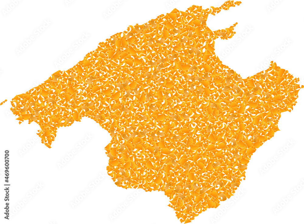 Golden mosaic Map of Majorca. Golden collage for map of Majorca. Vector ...