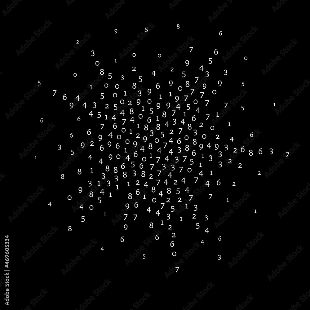Falling numbers, big data concept. Binary white orderly flying digits ...