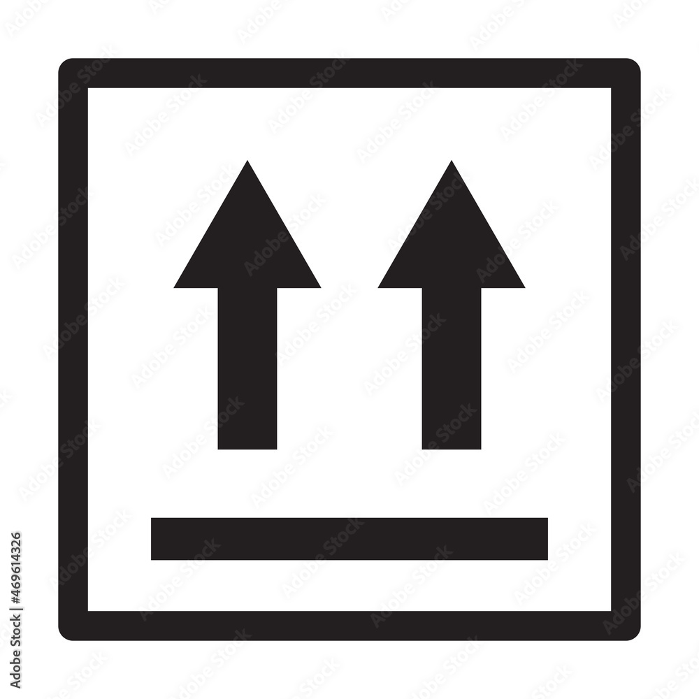 This way up package sticker icon vector. Upward packaging logo sign for ...