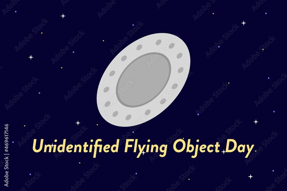 World Unidentified Flying Object Day typography with UFO object symbol ...