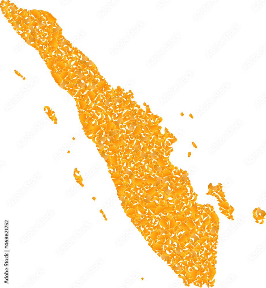 Vecteur Stock Gold mosaic Map of Sumatra Island. Gold composition for ...