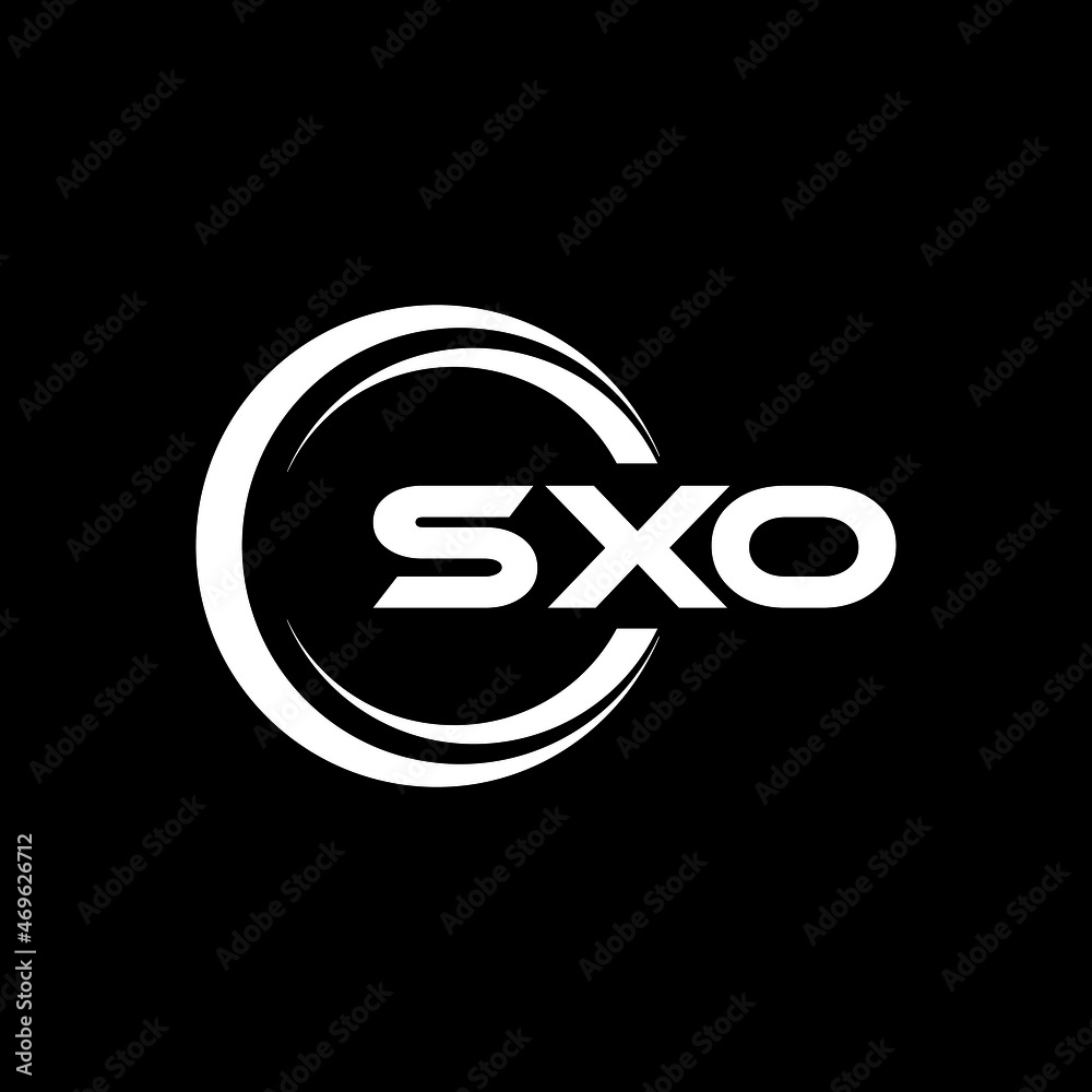 Vecteur Stock SXO letter logo design with black background in ...