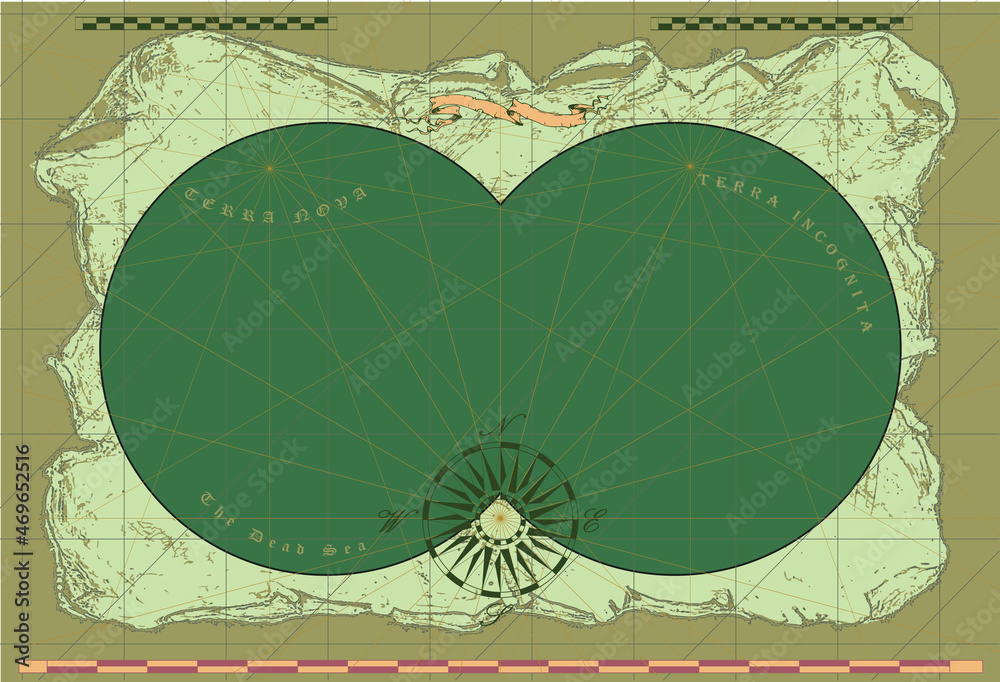 vector image of ancient nautical chart of sea routes of medieval ships ...