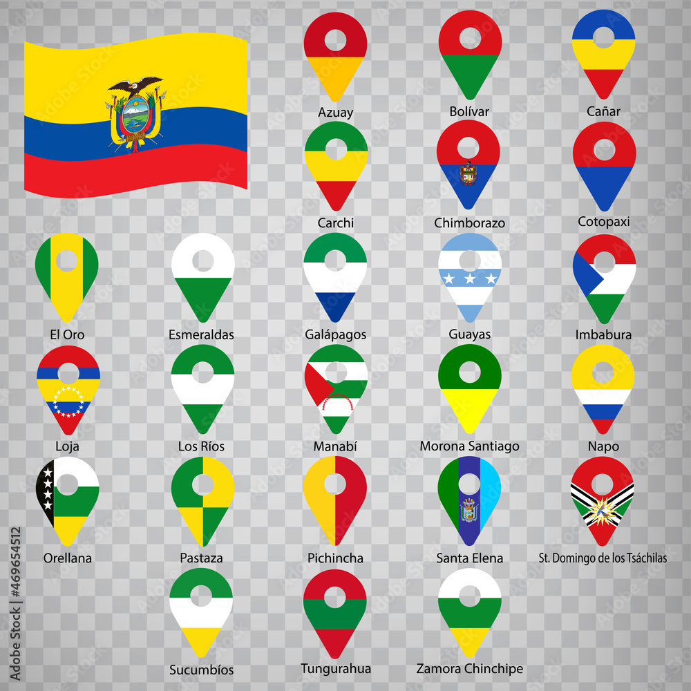 Twenty four flags the Provinces of Ecuador - alphabetical order with ...