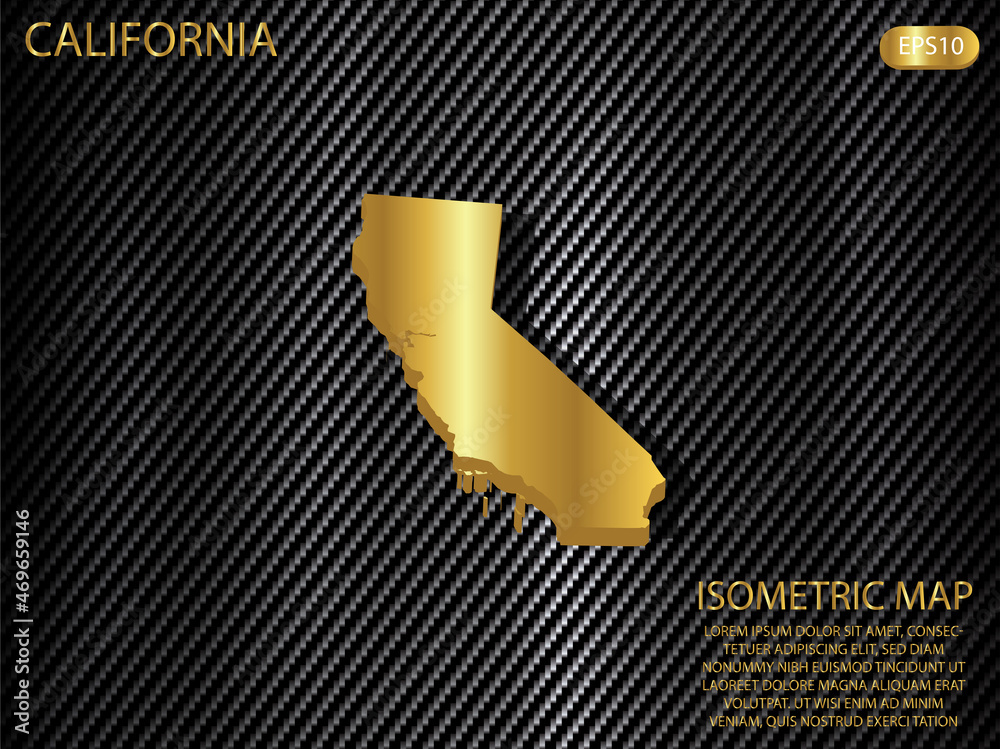 isometric map gold of California on carbon kevlar texture pattern tech ...