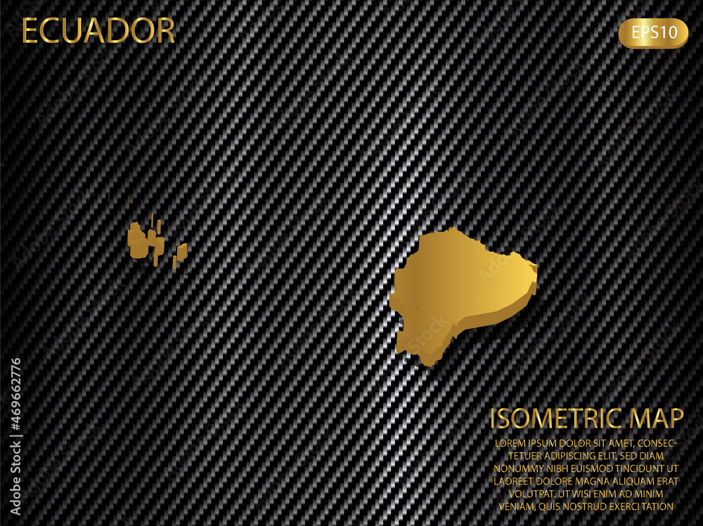 isometric map gold of Ecuador on carbon kevlar texture pattern tech ...
