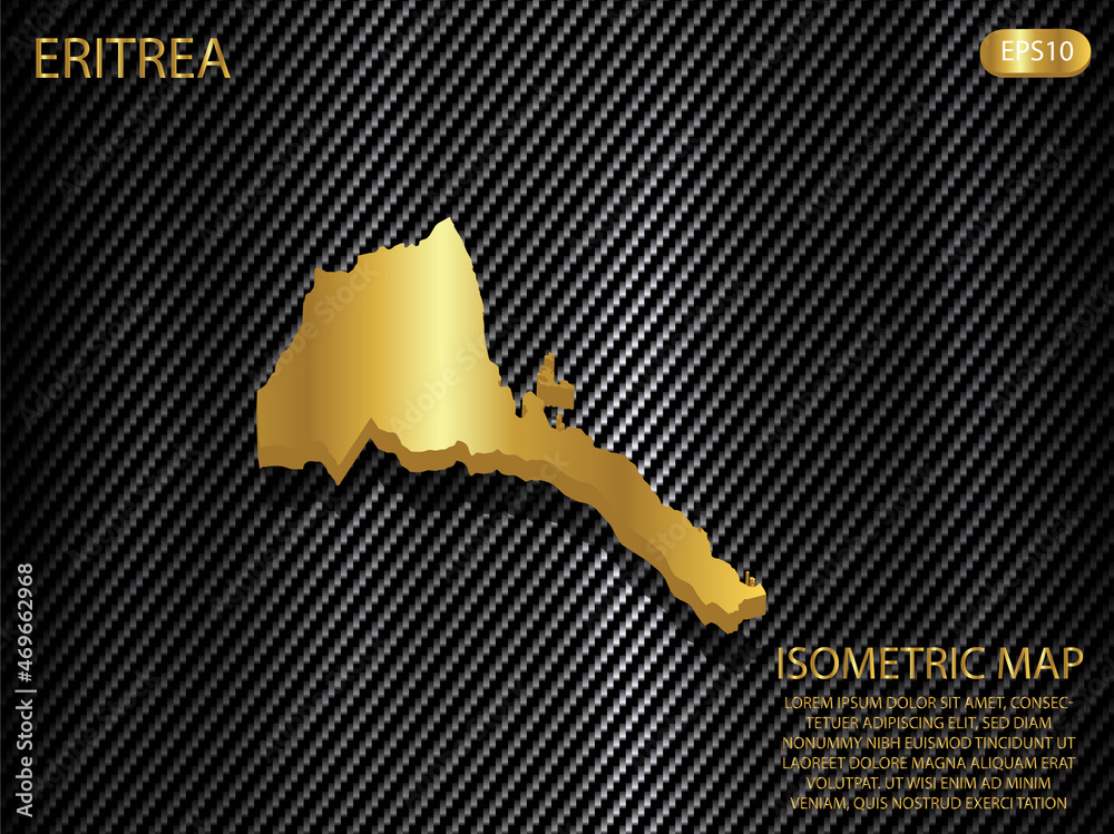 isometric map gold of Eritrea on carbon kevlar texture pattern tech ...