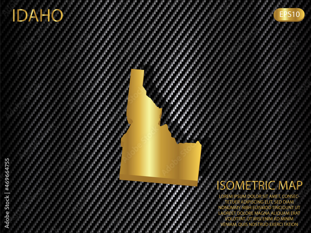 isometric map gold of Idaho on carbon kevlar texture pattern tech ...