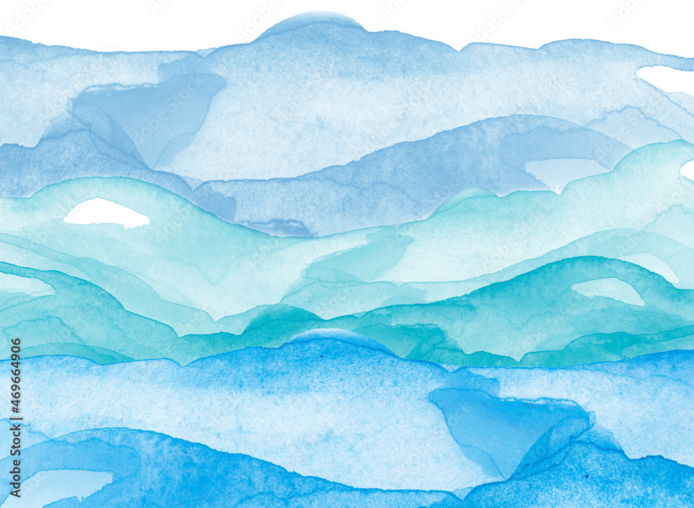 Watercolor line of blue paint, splash, smear, blot, abstraction. Used ...