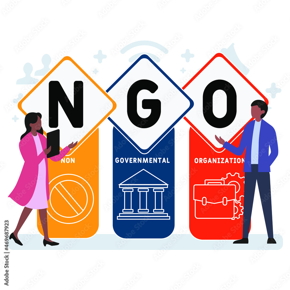 NGO - Non-Governmental Organization acronym. business concept ...