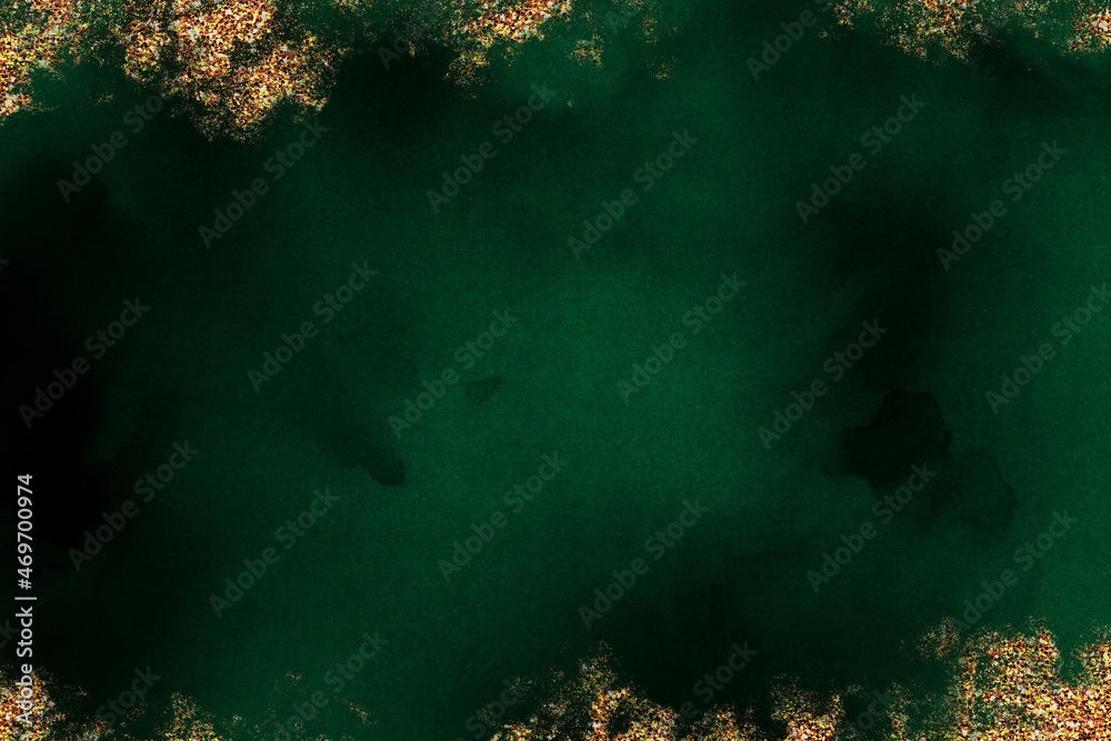 Luxury Emerald Background with Gold Glitter and Watercolor Texture ...