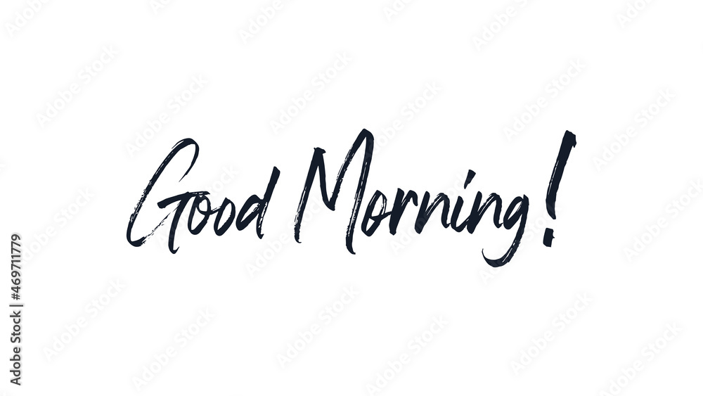 Good Morning Text Handwritten Lettering Brush Calligraphy with Stamp ...