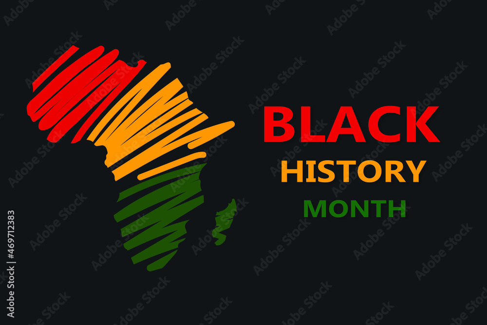 Black history month concept. Doodle Africa continent. Colorful banner ...