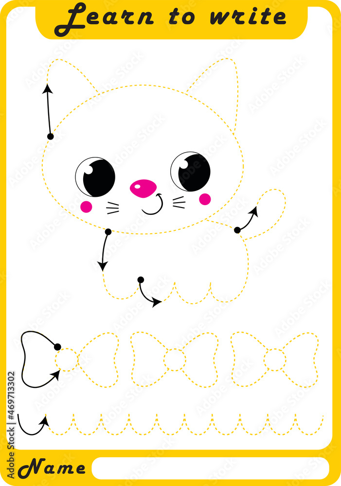 Preschool Fine Motor Worksheet - Dotted Lines. Learn to write. Trace ...