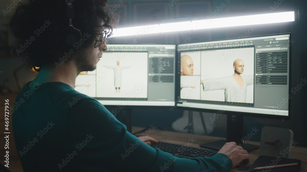Man creating 3D human model Stock Photo | Adobe Stock