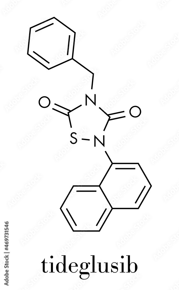 Tideglusib drug molecule (GSK-3 inhibitor). Skeletal formula. Stock ...
