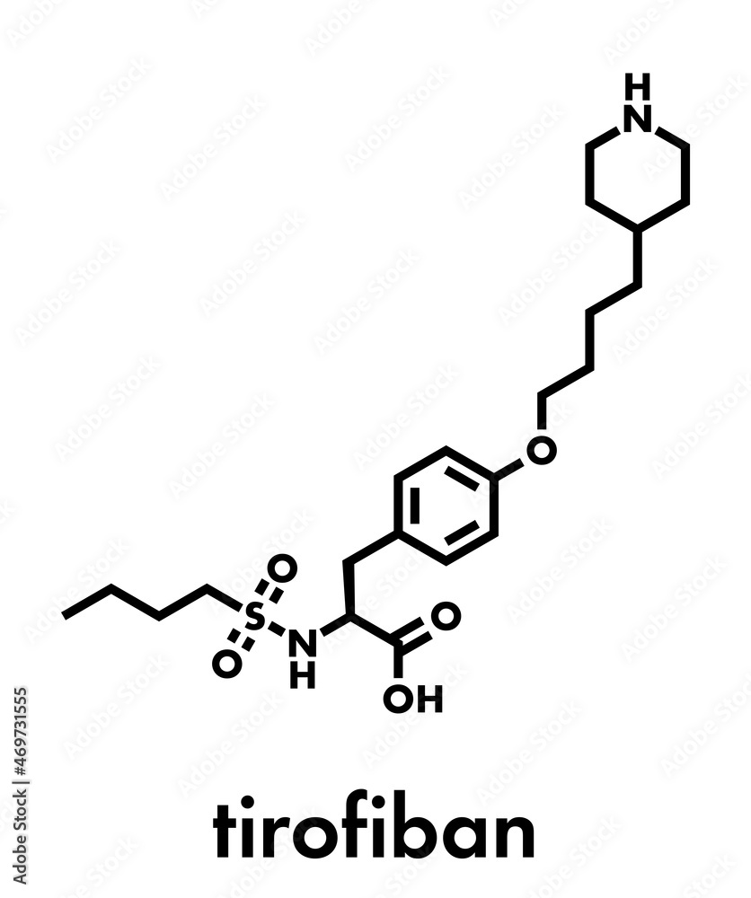 Tirofiban anticoagulant drug molecule. Skeletal formula. Stock Vector ...