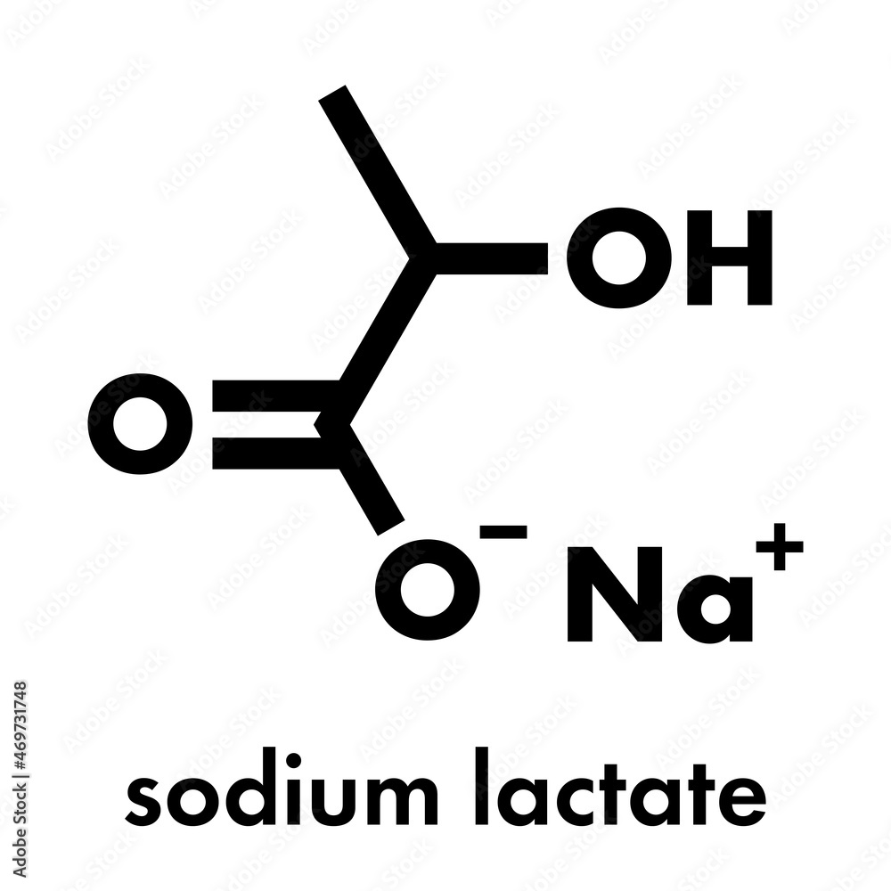 Sodium lactate, chemical structure. Skeletal formula. Stock Vector ...