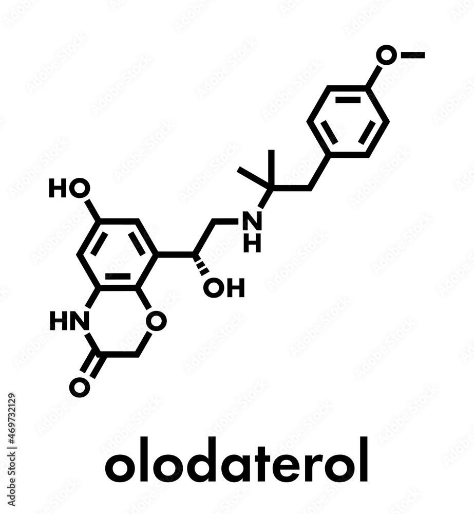Olodaterol COPD drug molecule (ultra-LABA class). Skeletal formula ...