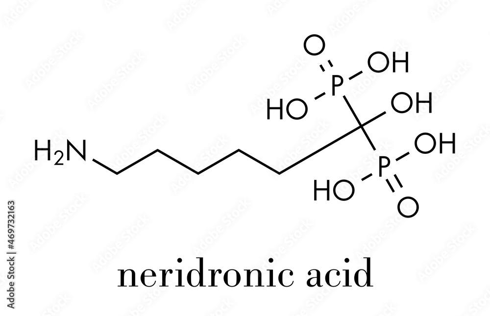 Neridronic acid drug molecule. Used for treatment of osteogenesis ...