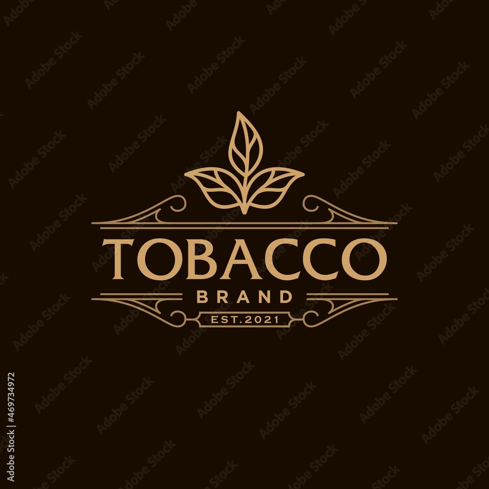 Cigarette Tobacco Leaf Abstract Vector Logo Template. Herb Branch ...
