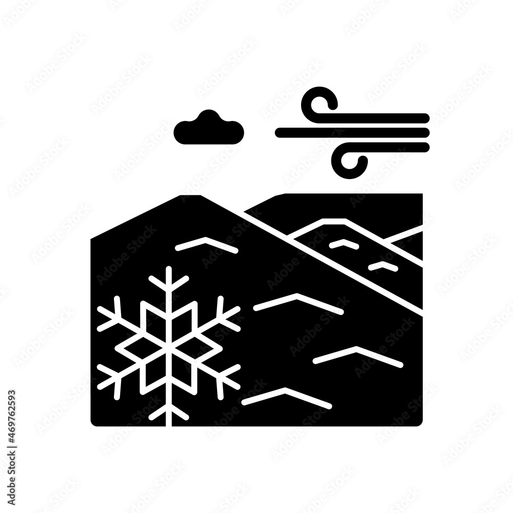 Cold desert black glyph icon. Polar desert. Snow and ice covered large ...