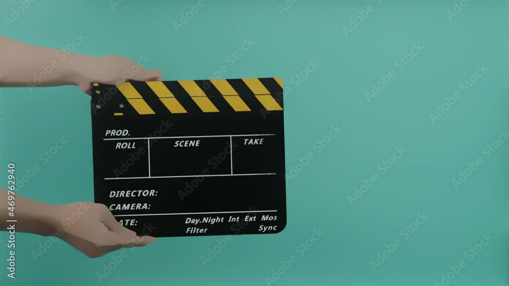 Movie Clapper Board. Hollywood Director Film Slate. Film crew hold and ...