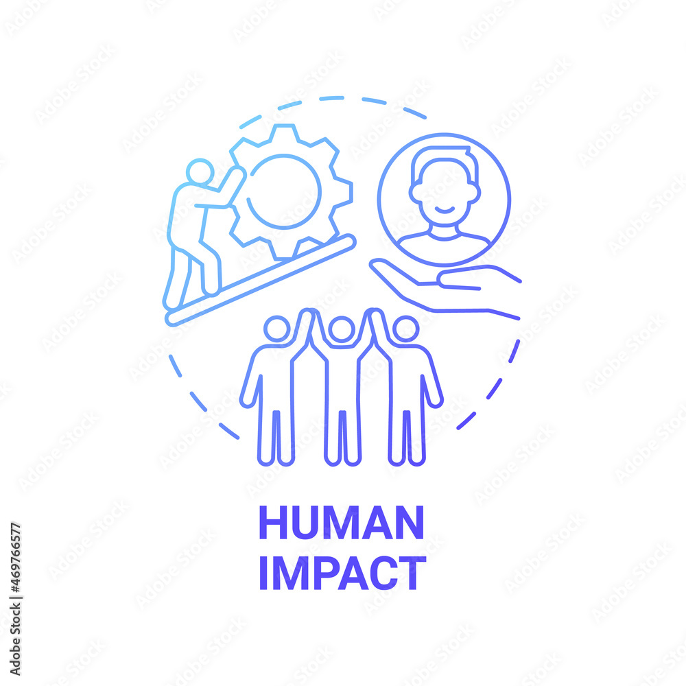Human impact blue gradient concept icon. Social entrepreneurship ...