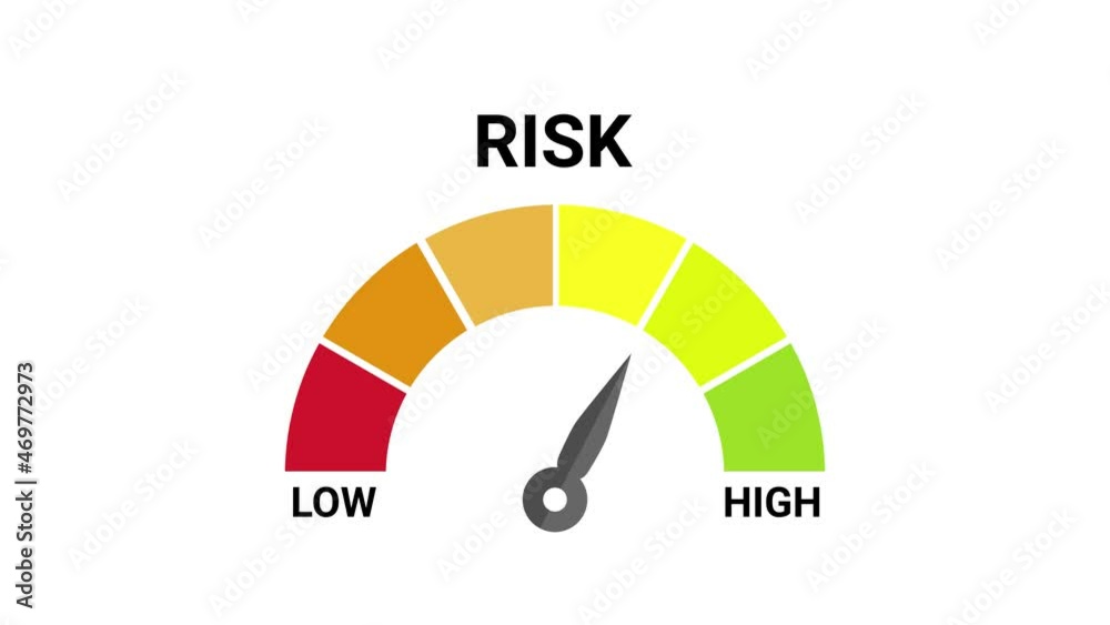 Risk Gauge. Speedometer icon or sign of different colors with black ...