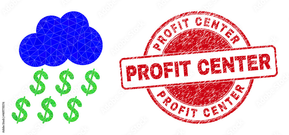 Low-Poly triangulated dollar rain cloud symbol illustration with Profit ...