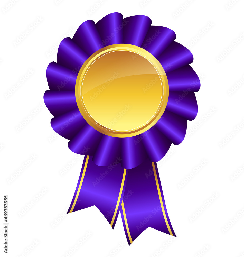 purple ribbon award with gold medal center Stock Vector | Adobe Stock