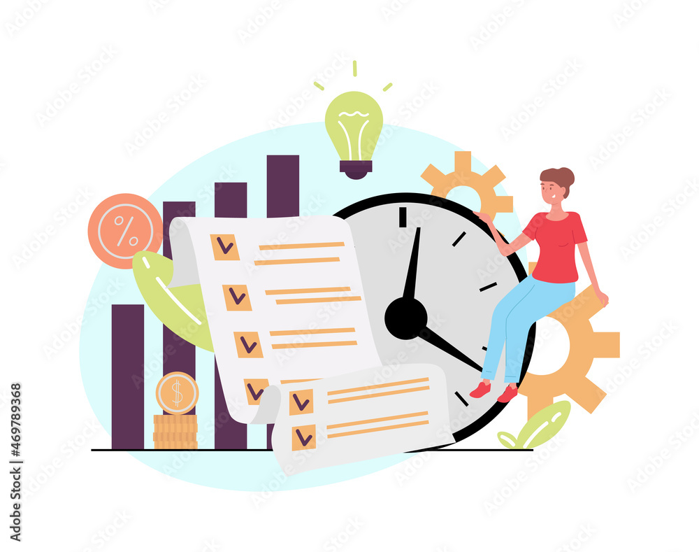 Cost optimization concept. Young woman sitting next to large shopping ...