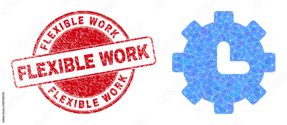 Low-Poly polygonal clock settings symbol illustration with FLEXIBLE ...