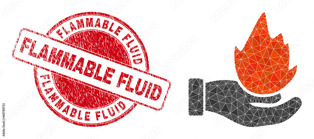 Low-Poly triangulated burn hand symbol illustration with Flammable ...